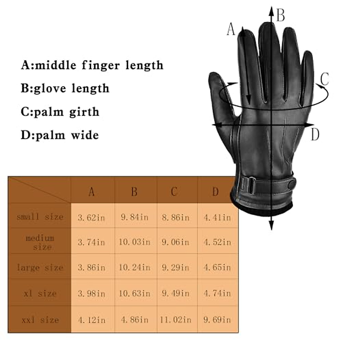 SANKUU Winter Leather Gloves for Men, Touchscreen Snap Closure Cycling Black Gloves Outdoor Riding Warm Waterproof Gloves(Large)