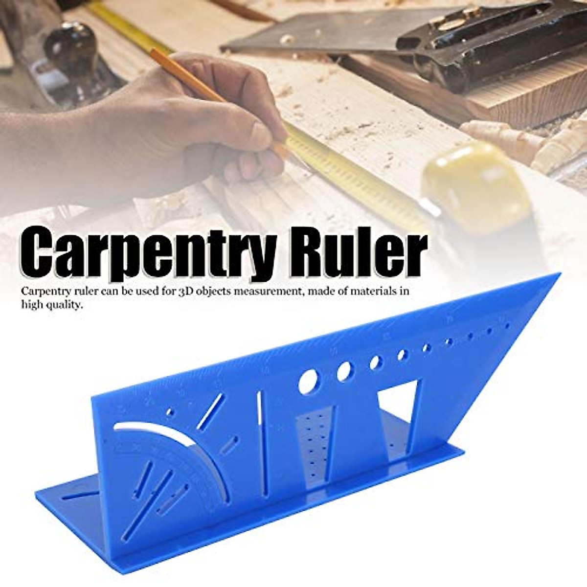 Agatige 2PCS Saddle T Square Ruler, Saddle Layout Square Gauge Plastic 45/90 Degree Angle T Ruler 3D Mitre Angle Protractors Woodworking Measuring Tools for Carpenter, Blue