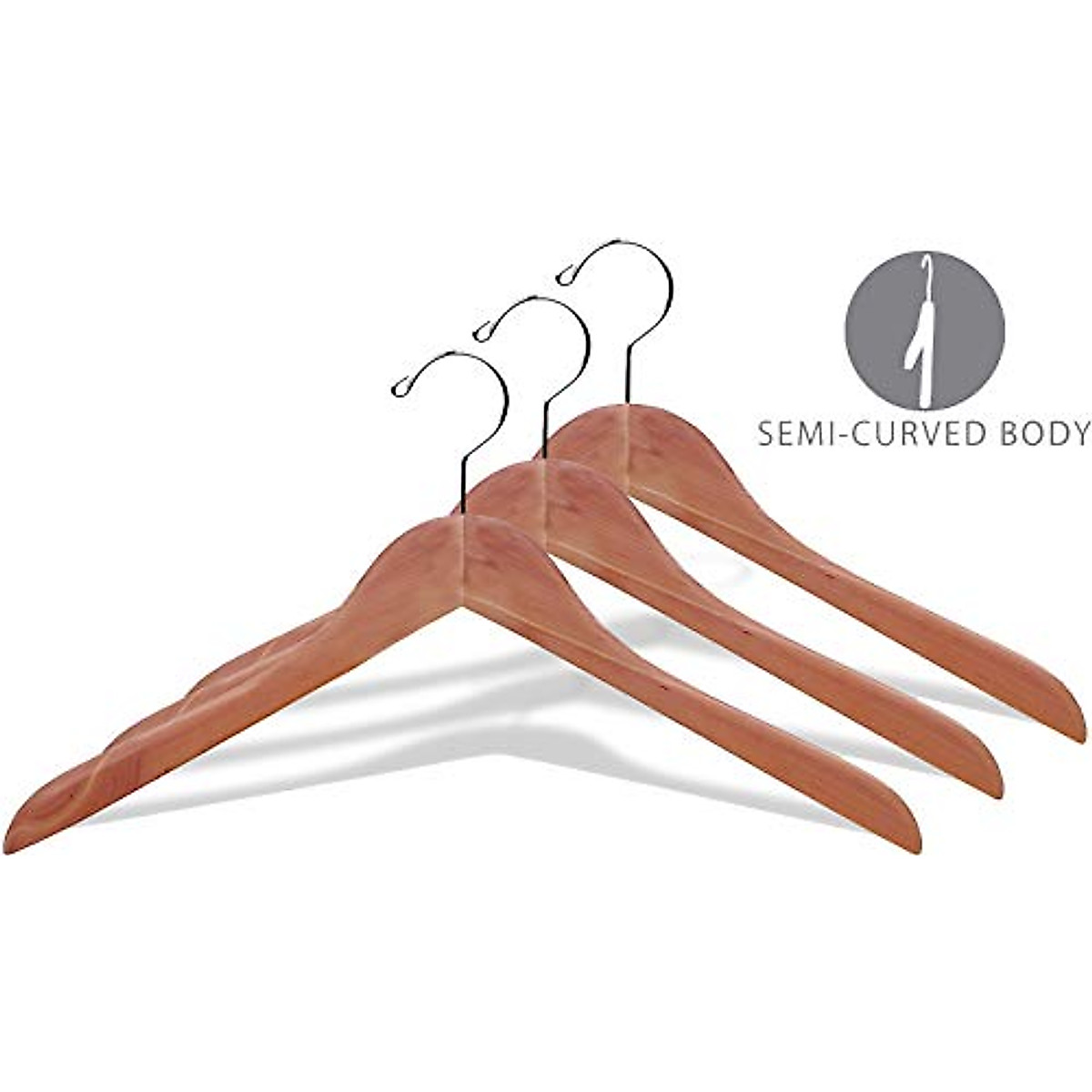 Cedar Wood Top Hanger, (Box of 12) Unfinished Curved Hangers with Fresh Cedar Scent and Chrome Swivel Hook for Jacket Coat & Shirt by The Great American Hanger Company