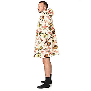 SpongeBob SquarePants Oversized Blanket Hoodie Adults Mens Sherpa Fleece One Size Cream