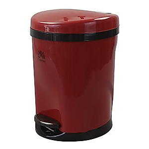 Anbers Pedal Step Garbage Can with Lid, 6 L Plastic Trash Can, Red