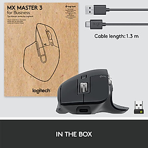 Logitech MX Master 3 for Business, Wireless Mouse, Logi Bolt Technology, Bluetooth, MagSpeed Scrolling, Ergonomic, Rechargeable, Globally Certified, PC/Mac/Linux - Graphite