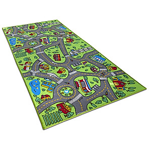 Kids Rug Carpet Playmat City Life Learn Have Fun Safe, Children's Educational, Road Traffic System, Multi Color Activity Centerpiece Play Mat! for Playing with Cars for Bedroom Playroom