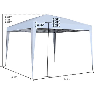 10 x 10 ft Pop-Up Canopy Tent Gazebo for Beach Tailgating Party White