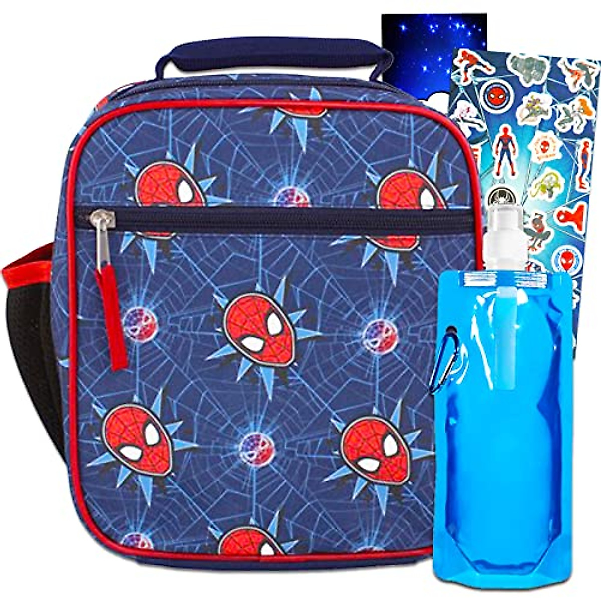 Spiderman Lunch Box for Boys Set - Spiderman Lunch Box, Water Bottle, Backpack Clip, Stickers, More | Spiderman Lunch Bag