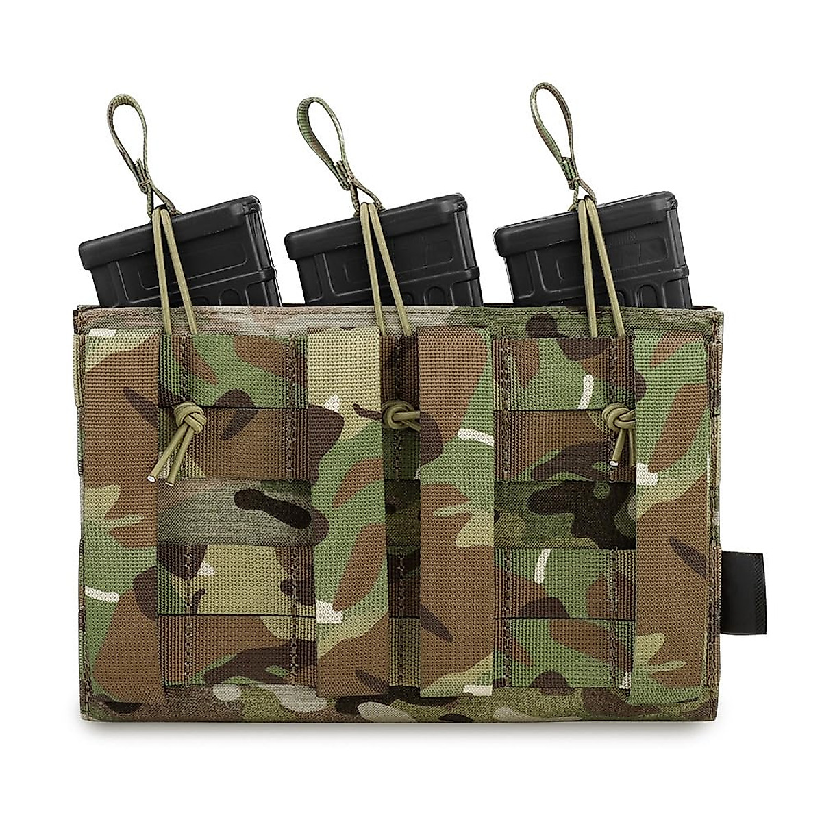 KRYDEX Triple Open-Top Mag Pouch for 5.56 .223 Magazine with 1911 HK45 Glock Pistol Mag Pouch (MC)