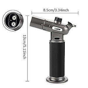 Cadrim Butane Torch, Refillable Culinary Blow Torch Double Fire Cooking Torch and Small Adjustable Flame Kitchen Torch for Creme Brulee, Baking BBQ(Butane Fuel Not Included)