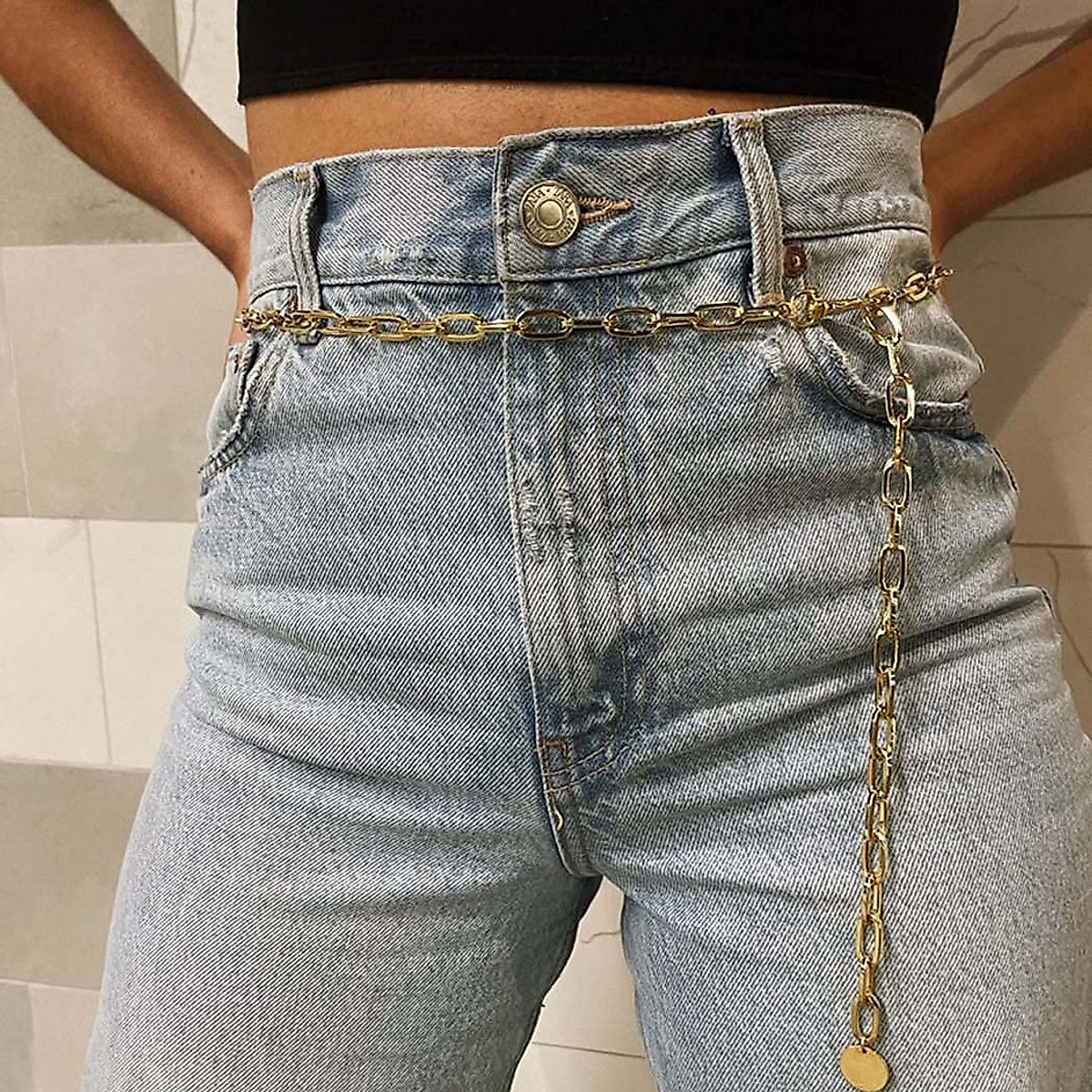 Chicque Sexy Belly Waist Chain Belt Gold Sequins Body Chain Bikini Body Jewelry Beach Party for Women and Girls