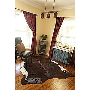 rodeo Real Cowhide Genius Leather Hair on Leather Rug Decorative Value Size Approx 6X7 ft (Dark Brindle)