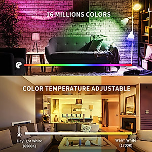 YEELIGHT Smart LED Light Bulbs 60W Equivalent, Smart LED Bulbs A19 Dimmable Smart Bulbs Work with Alexa & Google Home Razer Chroma, RGBW Color Changing Light Bulbs, 8W 900LM, 4 Pack