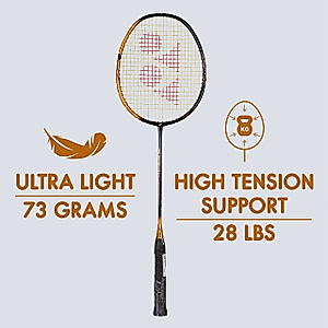 YONEX Smash Badminton Racquet (G4, 73 Grams, 28 lbs Tension) (Black Clear Orange)
