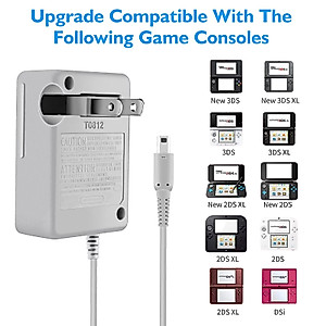 3DS Charger Kit, 3DS Metal Retractable Stylus Pen for Nintendo 3DS/3DS XL/3DS LL, 3DS Charger Compatible with Nintendo 3DS/ New 3DS XL/DSi/DSi XL/2DS/ 2DS XL Wall Plug Adapter (100-240v)