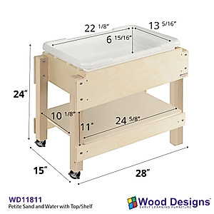 Wood Designs WD11811 Petite Sand and Water Table with Lid/Shelf, 24 x 28 x 15" (H x W x D)
