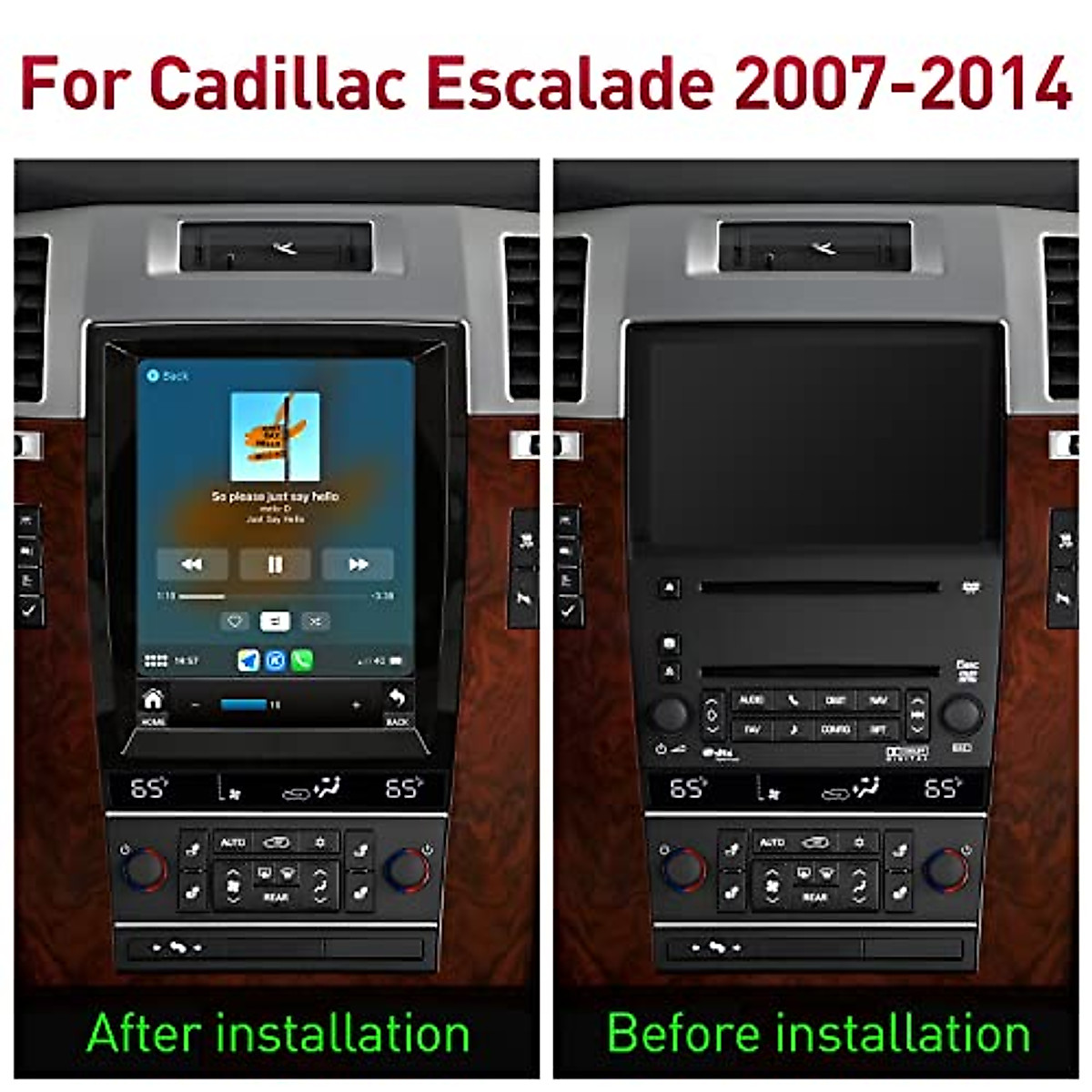 Car Radio for Cadillac Escalade 2007-2014, Android 12 Stereo 10.4inch Octa-Core 4+64G Wireless Carplay Android Auto 4G Network 5G WiFi DSP Bluetooth Steering Wheel Controls Free AHD Camera