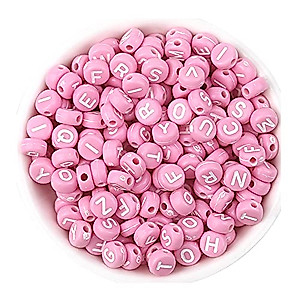 Acrylic Letter Beads Kit for Jewelry Making,Acrylic Round Letter Beads for Bracelets and Jewelry Making in Multiple Color Available (C)