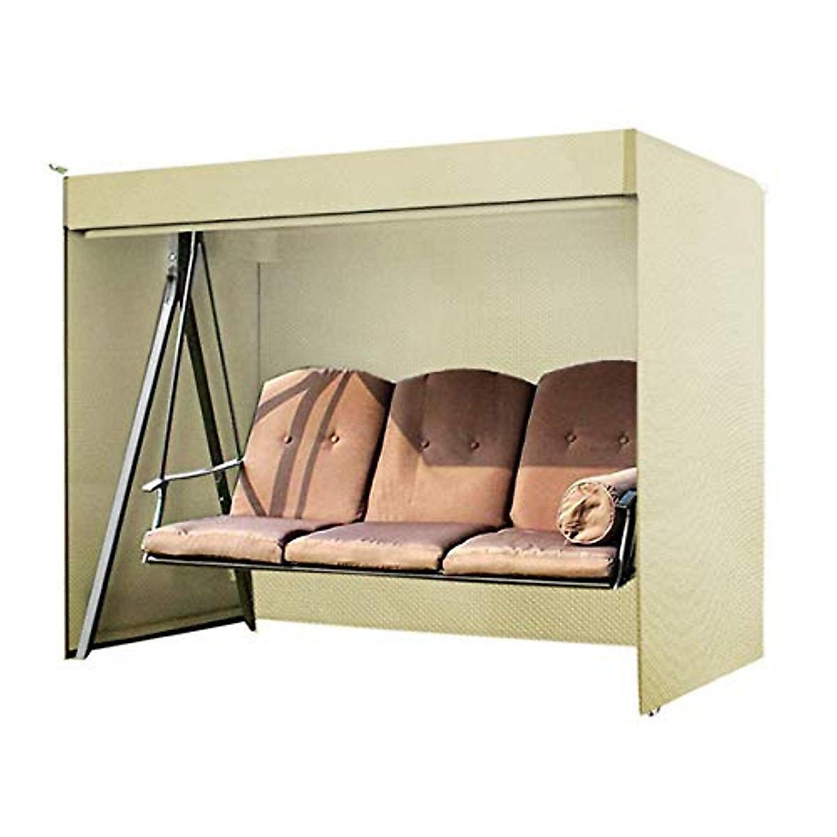 Outdoor Swing Cover 3 Seater Waterproof Patio Porch Swing Cover Hammock Swing Glider Canopy Replacement Cover Durable UV Resistant Weather Protector Outdoor Furniture Cover 87”Lx49”Wx67”H (Beige)