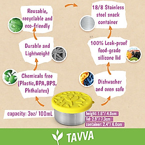 TAVVA 4X3oz Stainless Steel Mini Containers with Lids - Stainless Steel Food Storage, Small Containers for Lunch Boxes
