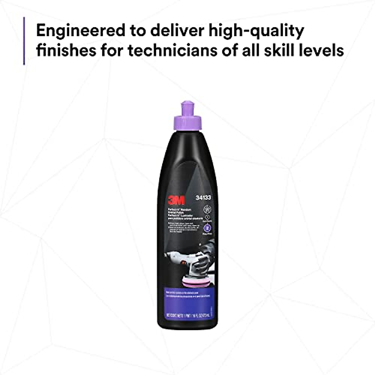 3M Perfect-It Random Orbital Polish, 34133, 1 Pint, Fast Cutting Polisher for Automotive Buffing & Polishing, High-Gloss Finish