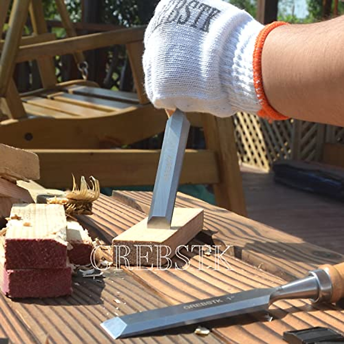 GREBSTK 4PCS Professional Wood Chisel Tool Sets Sturdy Chrome Vanadium Steel Chisel, 1/4 inch,1/2 inch,3/4 inch,1 inch (Oxford Bag)