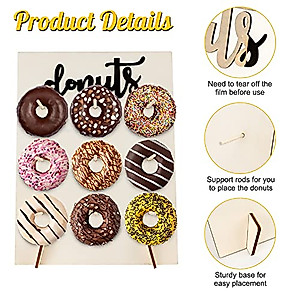 FHDUSRYO Wood Reusable Bagel Donut Stand, Wooden Donut Wall Stand and White Gold 3-Tier Cardboard Cupcake Stand for Wedding, Birthdays, Party Decoration