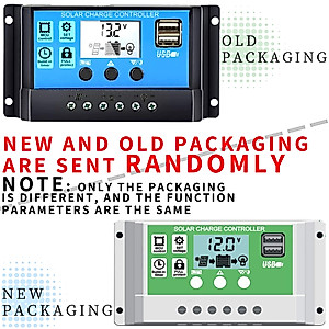 EpRec Solar Charge Controller 12V/24V 20A, Solar Panel Charge Controller with USB Port LCD Display,Compatible with Sealed, Gel, and Flooded Batteries