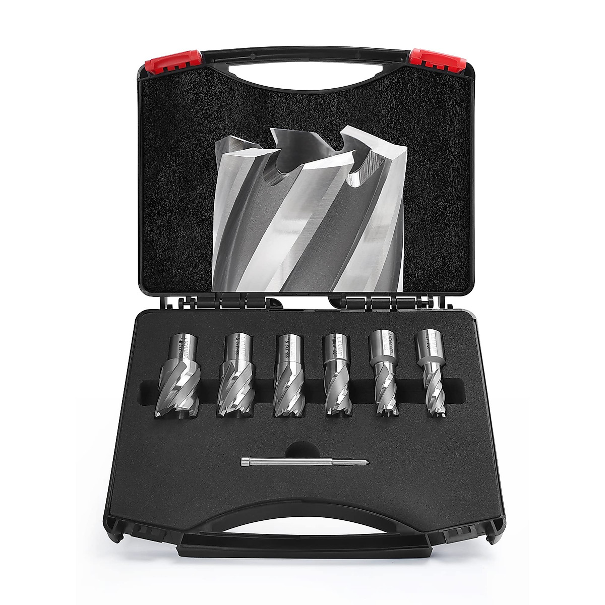 Lichamp Annular Cutter Set, M2 HSS Mag Drill Bits for Magnetic Drill Press Hard Steel Drill Project, 6 Pack with 1/2" to 1-1/16" Diameter and 1" Cutting Depth with case