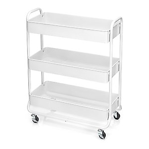 Hudson White 3-Tier Metal Rolling Cart by Simply Tidy - Multi-Functional Storage Cart for Home, Office, and Kitchen - 1 Pack