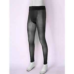 YONGHS Mens Compression Long Pants Leggings Bulge Pouch Tights Trousers Seamless Bottoms Underpants Black One Size