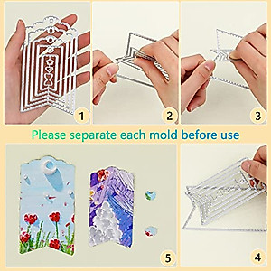 5 Set 36pcs Carbon Steel Embossing Template Die Bookmark Metal Cutting Die Cuts Embossing Stencils Metal Stencils Scrapbooking Tool Thin Banner Cutting Die for Card Scrapbooking DIY