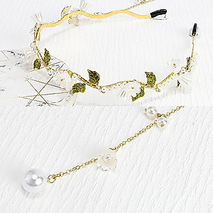 AHONEY Flower Headband for Women Girls Hair Vine Gold Leaf Boho Headband Wedding Fairy Accessories Headpiece Bridal Crown (Floral)