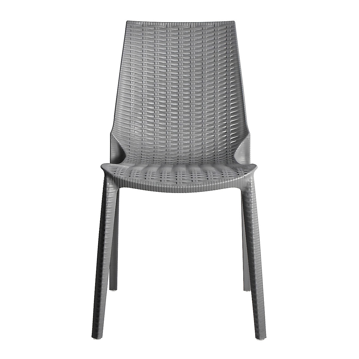 LeisureMod Kent Modern Outdoor Stackable Dining Chair Set of 4, Grey