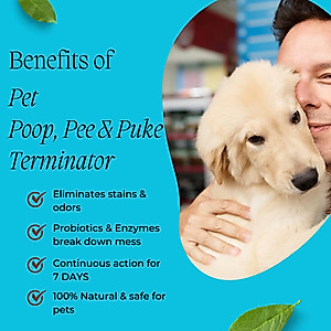 EarthSential Pet Poop, Pee and Puke Terminator Probiotic and Enzyme Spray Cleaner 32 oz All Natural