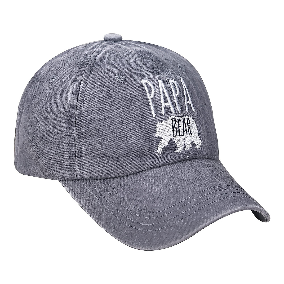 Waldeal Men's Papa Bear Embroidered Baseball Cap, Washed Denim Adjustable Dad Hat