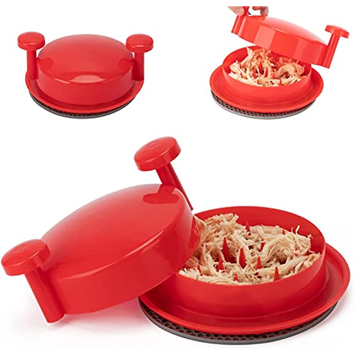 MY DEVELOPMENT Chicken Shredder Tool Twister with Handles | Non-Skid Base Chicken Shredder Machine | Shredder Machine for Beef, Pork and Chicken Meat | Shredder Gadget for Kitchen – Red