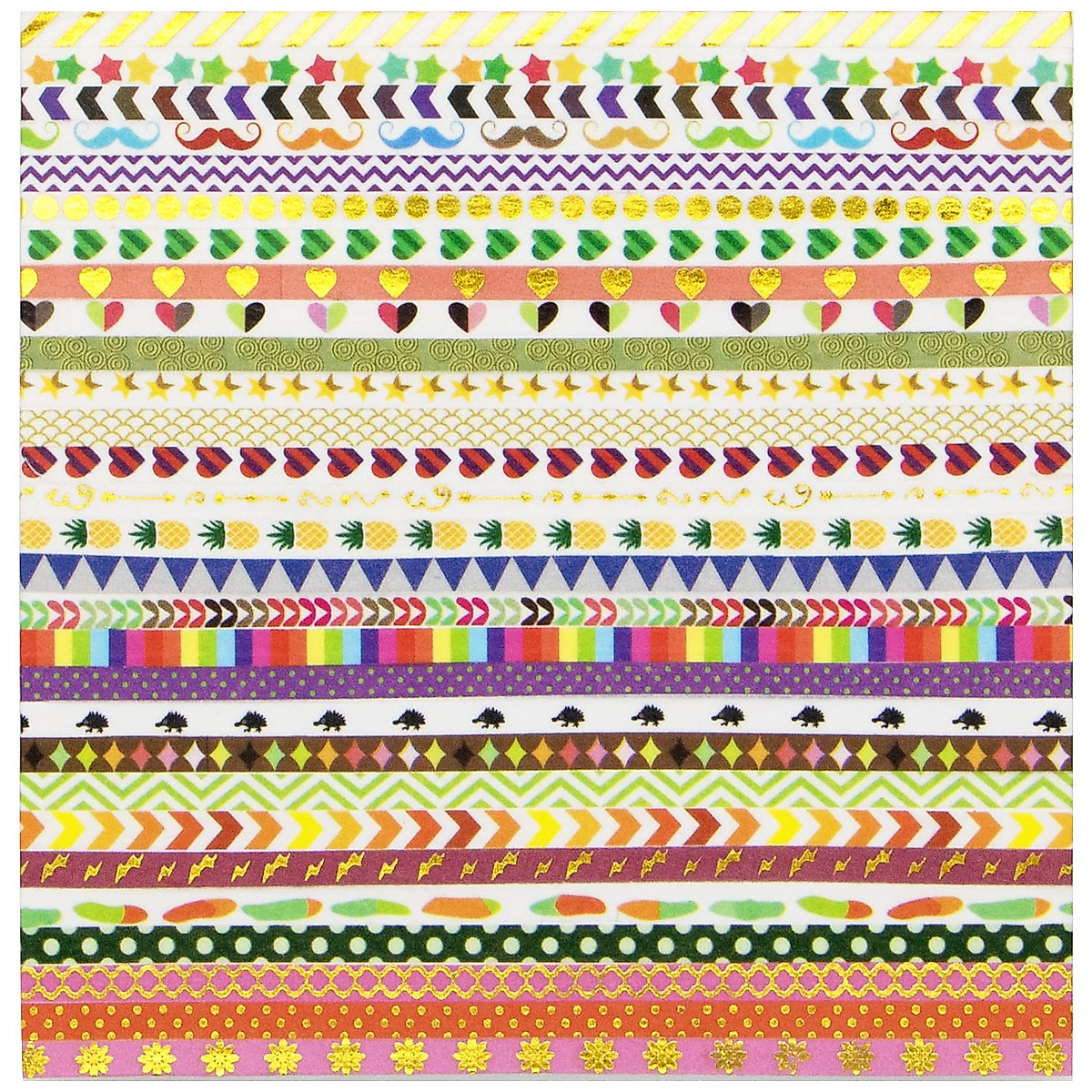 NANYNNU Cute 48 Rolls Washi Tape Set,Foil Gold Thin Decorative Masking Washi Tapes,3MM Wide DIY Paper Tape for DIY Craft Scrapbooking Gift Wrapping Planner