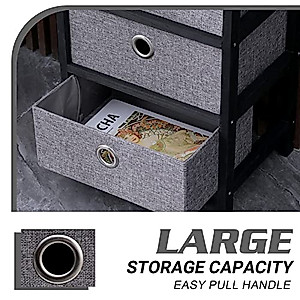 ECOMEX Nightstand with 3 Drawers, Small Night Stand Storage Dresser, Bedside Table Organizer Furniture Stand Unit for Bedroom, Fabric Dresser, Organizer Unit, Easy Pull Fabric Bins,Dark Grey