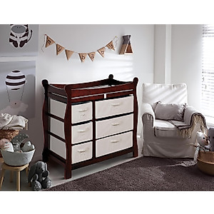 Sleigh Style Baby Changing Table with 6 Baskets - Espresso