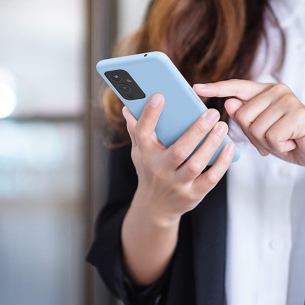 kwmobile Case Compatible with OnePlus 9 (EU/NA Version) Case - Soft Slim Protective TPU Silicone Cover - Light Blue Matte