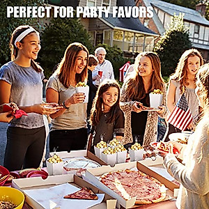 Mini White Popcorn Boxes and Clear Treat Bag Set- Bulk Open Top Paper Popcorn Containers with Treat Bags, Popcorn Candy Boxes for Movie Nights, Party Supplies, 3 x 4 inch (200 Pcs)