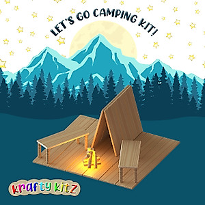 Perfect Stix Krafty Kitz Build Your Own Wooden Craft Stick Kit for Kids - Campsite Complete with Instructions