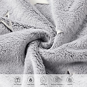 Cozy Bliss Wearable Blanket Hoodie Glow in The Dark Oversized Hooded Sweatshirt Lightweight with Giant Hood Pocket Super Soft Warm Comfy Plush Gifts for Kids Women Men Birthday Halloween Grey