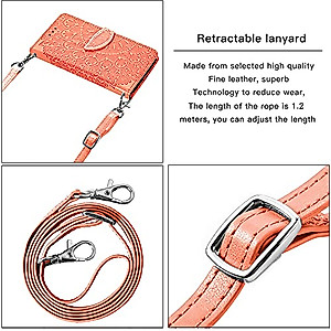 ONV Wallet Case for Oppo Reno 7 SE -1.5M Adjustable Strap Emboss Feather Flip Phone Case Card Slot Magnet Leather Shell Flip Stand Cover for Oppo Reno 7 SE [MZY] -Orange