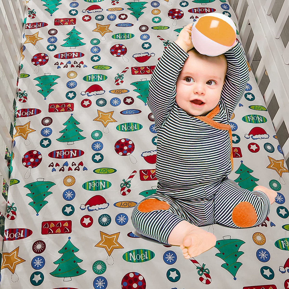 Brandream Christmas Crib Bedding Sets for Girl Boy Nursery Set 3 Pieces 100% Cotton Gender Neutral Baby Bedding | Crib Comforter, Fiited Crib Sheet, Dust Ruffle