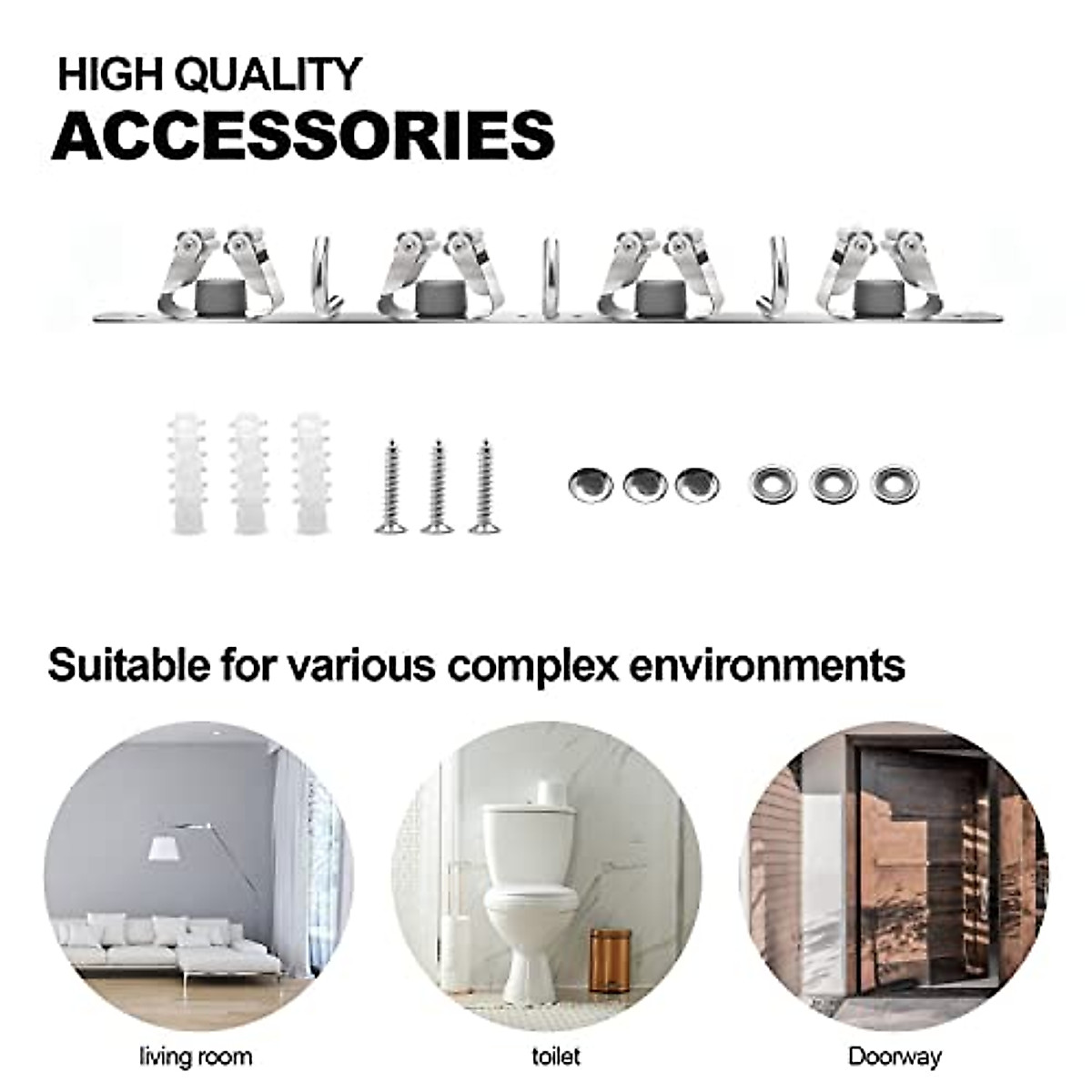 Bosszi Mop and Broom Holder, 3 Positions 4 Hooks Heavy Duty Hanger Wall Mounted Stainless Steel Organizer for Holders, Home Laundry Bathroom, Garage Storage System Utility Tools Rack Storage, Grey