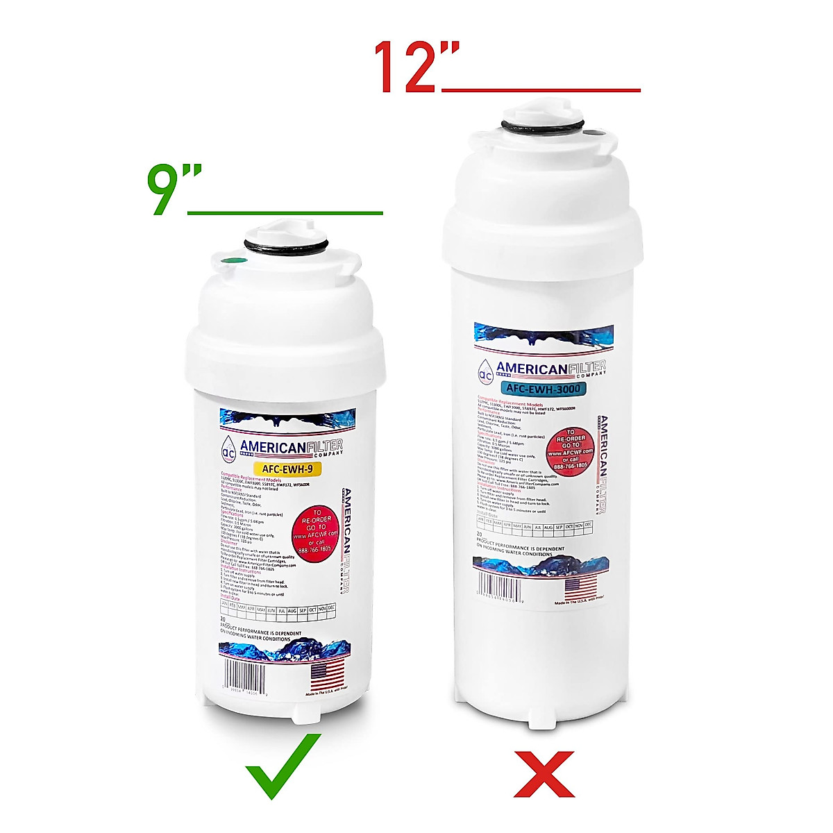 AFC Brand, water filter, Model # AFC-EWH-9, Compatible with HTVZ8BLPV-WF,HTVZ8BLSS NF,HTVZ8BLSS WF,HTVZ8BLSS-NF - 3 Pack
