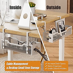 Under Desk Cable Management Tray, No Damage to Desk，Standing Desk Cable Organizer, Quszmd Under Desk Cord Organizer，Under Desk Wire Management Tray - Easy to Install
