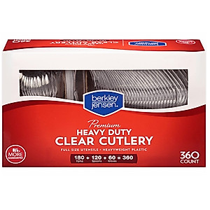 Berkley Jensen Super Premium Heavyweight Plastic Cutlery, 360 ct. - Clear
