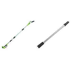 Greenworks 8' 40V Cordless Pole Saw, Battery Not Included 20302 with EP40A010 Extension Pole for Polesaw/Hedge Trimmer, Black and Green