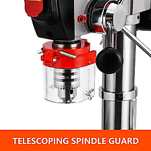 13 in Floor Drill Press, 7.5 Amp 120V, 288-3084 RPM Variable Speed Cast Iron Bench Drill Press, 0-45° Tilting Worktable, Tabletop Drilling Machine for Wood Metal