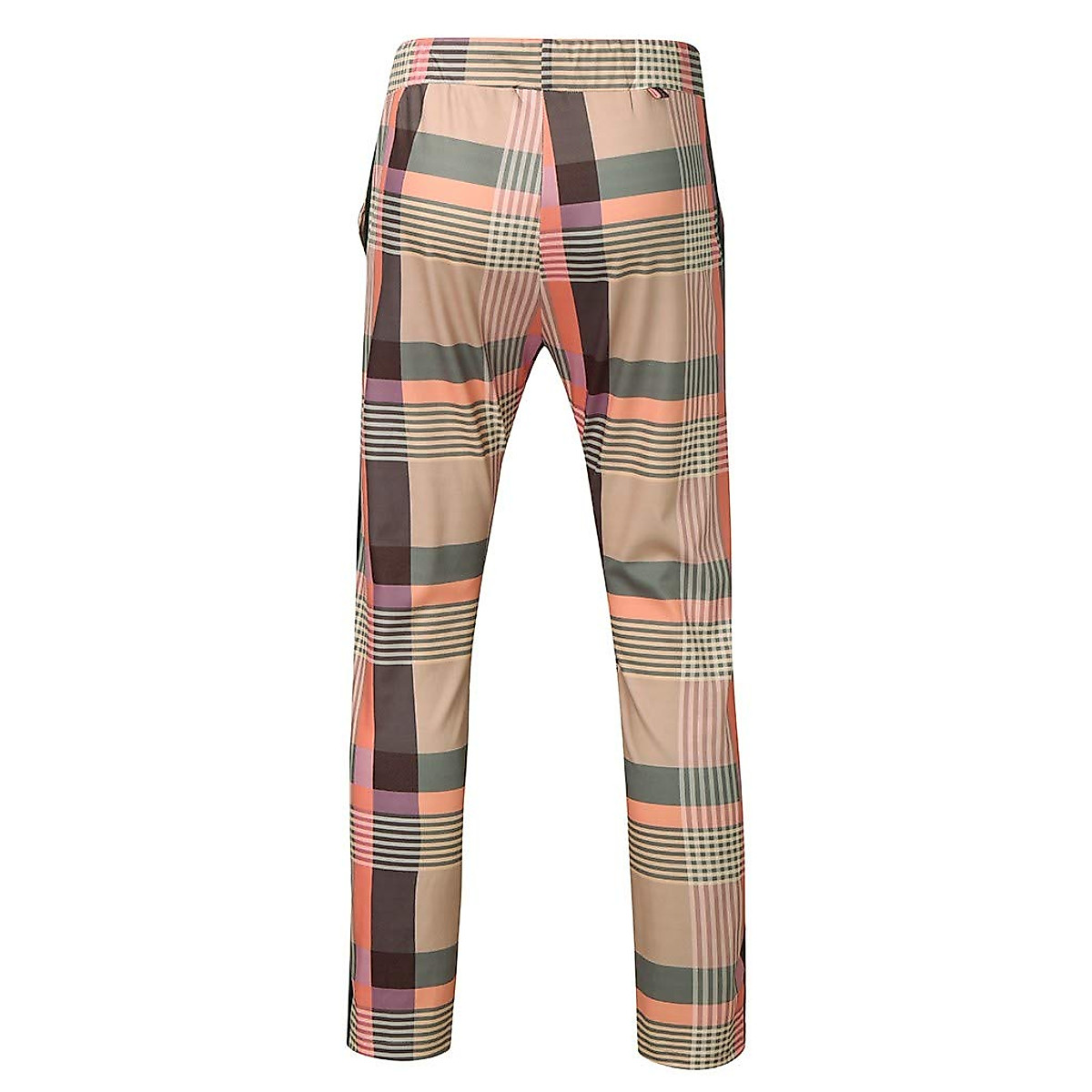 Mens Sweatpants, F_Gotal Men’s Casual Lattice Plaid Slim Fit Drawstring Running Jogger Pencil Pants Trouser with Pockets Orange